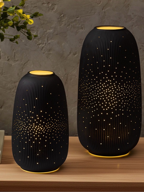 Evergreen | Accents | Evergreen Led Porcelain Lantern Set Of 2 Black ...
